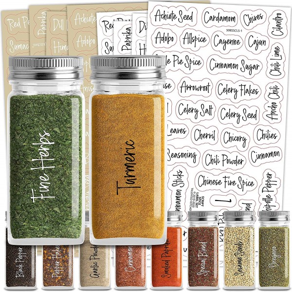 PREMIFY 8 Sheets 272 Spice labels, 272 Black & White Spices Labels on ...